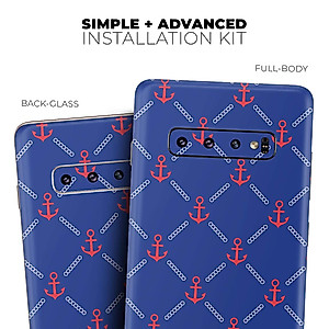 DesignSkinz Red & Blue Seamless Anchor Pattern Protective Vinyl Decal Wrap Skin Cover Compatible with The Samsung Galaxy S20 (Screen Trim & Back Glass Skin)