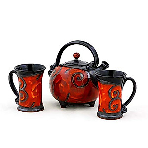 Handmade Pottery Teapot, Red and Black Serving Teapot, Stoneware Teapot, Kitchen decor, Handmade teapot, Pottery kettle, Tri Ushi