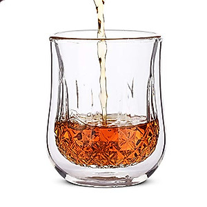 BTaT- Whiskey Glasses, Double Wall Glasses, Set of 4, Bourbon Glasses, Cocktail Glasses, Scotch Glasses, Old Fashioned Glass, Rocks Glass, Crystal Glasses, Vodka Glasses, Drinking Glasses, Gifts, Gins