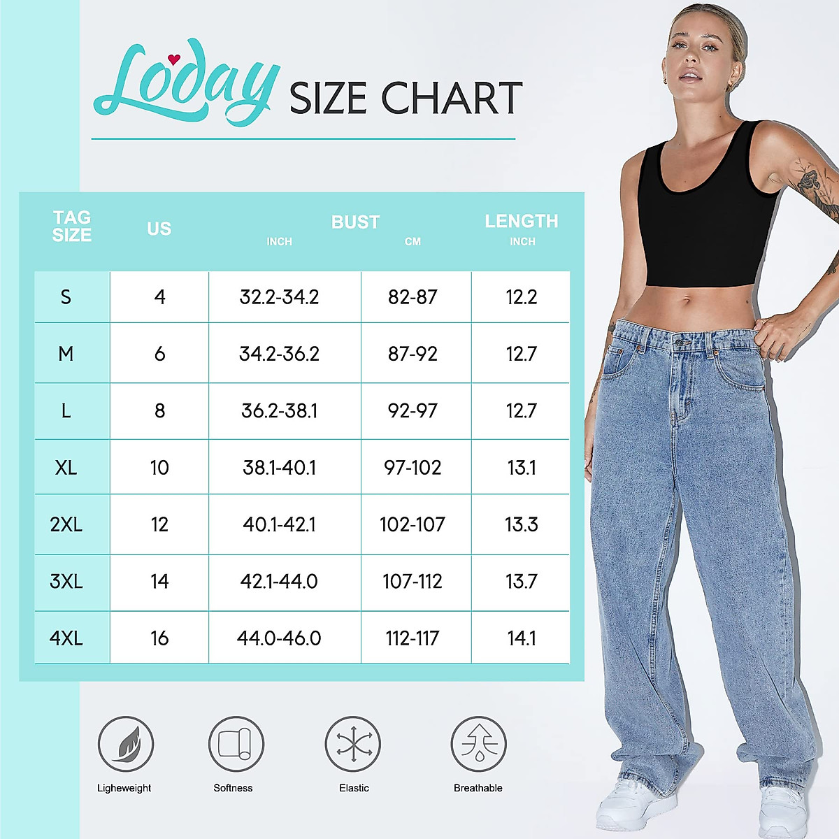 LODAY Women Transgender Tomboy FTM Elastic Chest Binder Bra Pullover Tank Top (3X-Large, Black)