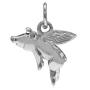 Silvershake 925 Sterling Silver When Pigs Fly Charm Pendant