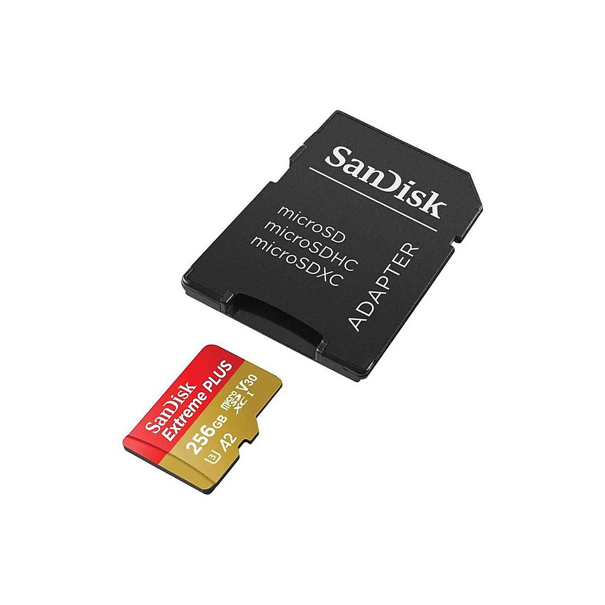 SanDisk Extreme Plus 256GB microSDXC Card with Adapter UHS-I, U3, A2, V30 - SDSQXBZ-256G-ANCMA