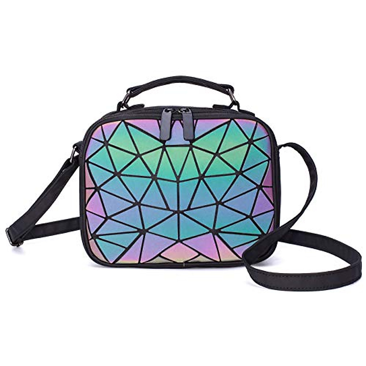 Geometric Purse Luminous Crossbody Bag Lumikay Bags Irredescent Wallet Holographic Clutch Handbag for Women NO.1
