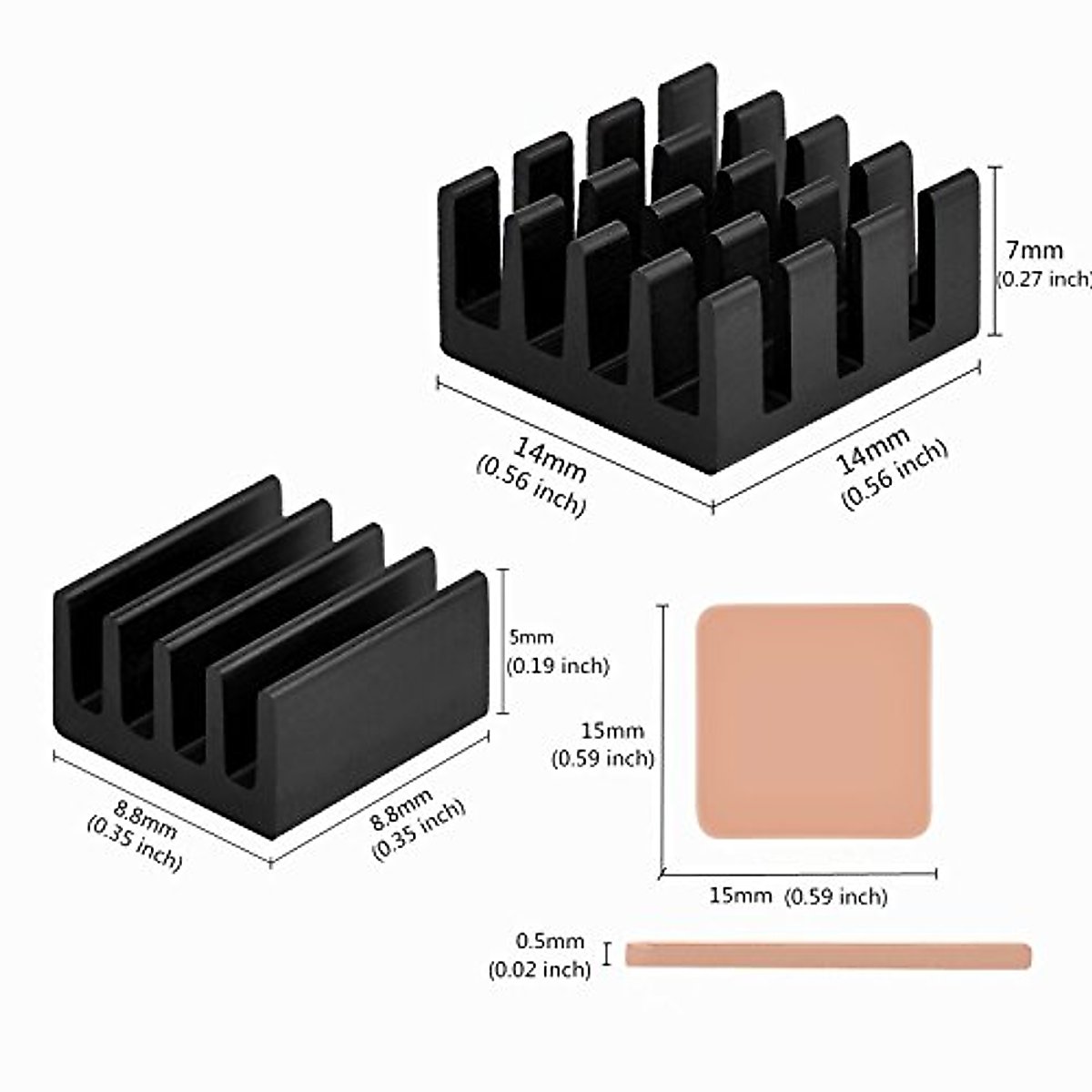 Heatsink Kit for Cooling Cooler Raspberry Pi 3 B+, Pi 3 B, Pi 2, Pi Model B (18 pcs)