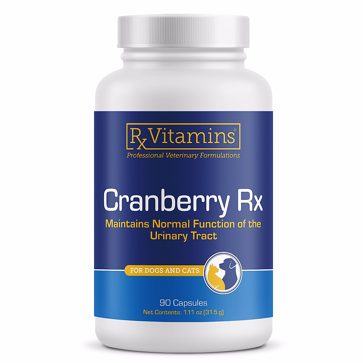 RX Vitamins Cranberry Capsules - Cranberry Supplement for Dogs and Cats - Supports for Urinary Tract Health and Bladder Health - Cat UTI Remedy and Dog UTI Prevention - Boost Immune Support - 90 count