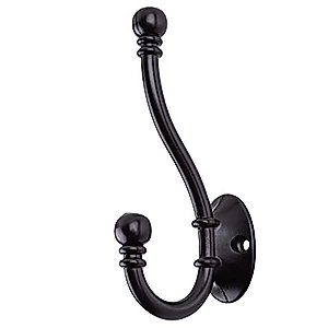 UNIQANTIQ HARDWARE SUPPLY Double Prong Dark Oil Rubbed Bronze Finished Hat and Coat Hook with Ball Ends | Wall, Hall Tree, Rack Mount Vintage Coat Hooks for Hanging Garment | DL-P2669-OB (5)