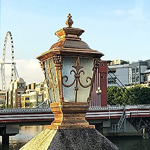 WANGYONGXIANG E27 Outdoor Post Lights,Solar Fence Doorpost Lamp, Outdoor Waterproof Courtyard Wall Courtyard Pillar Villa Gate Lamp,Aluminum Pillar Door Garden Park Home Decorative Lighting Post Light