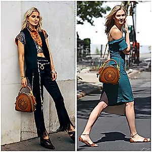 Genuine Leather Handbag for Women, Retro Organizer Top Handle Satchel