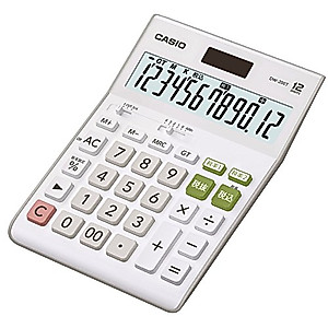 Casio Standard calculator W tax rate setting and tax calculation desk type 12-digit DW-200T-N White