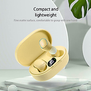 Acuvar Fully Wireless Bluetooth 5.0 Rechargeable iPX4 Water & Sweat Proof Earbud Headphones w Microphone, Touch Controls, Smart LCD Charging Case, 3D Stereo Bass and Noise Cancelling (Yellow)