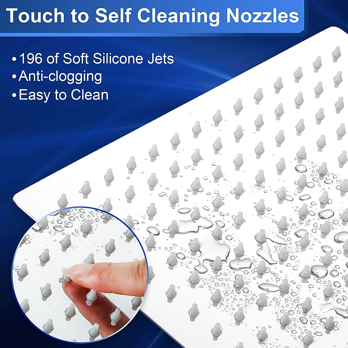 Aiscsc Rain Shower Head - 10 Inch High Pressure Shower Heads 304 Stainless Steel Ultra Thin Square Showerhead Pressure Boosting Design, Ceiling or Wall Mount