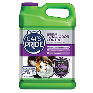 Cat's Pride Max Power: Total Odor Control - Up to 10 Days of Powerful Odor Control - Strong Clumping - 99% Dust Free - Multi-Cat Litter, Scented, 15 Pounds