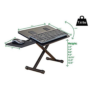 KT3 Ergonomic Computer Keyboard Stand Adjustable Height Angle Negative Tilt for standing up raise keyboards to standing height sit stand up on desk riser holder tray platform lift above desk black