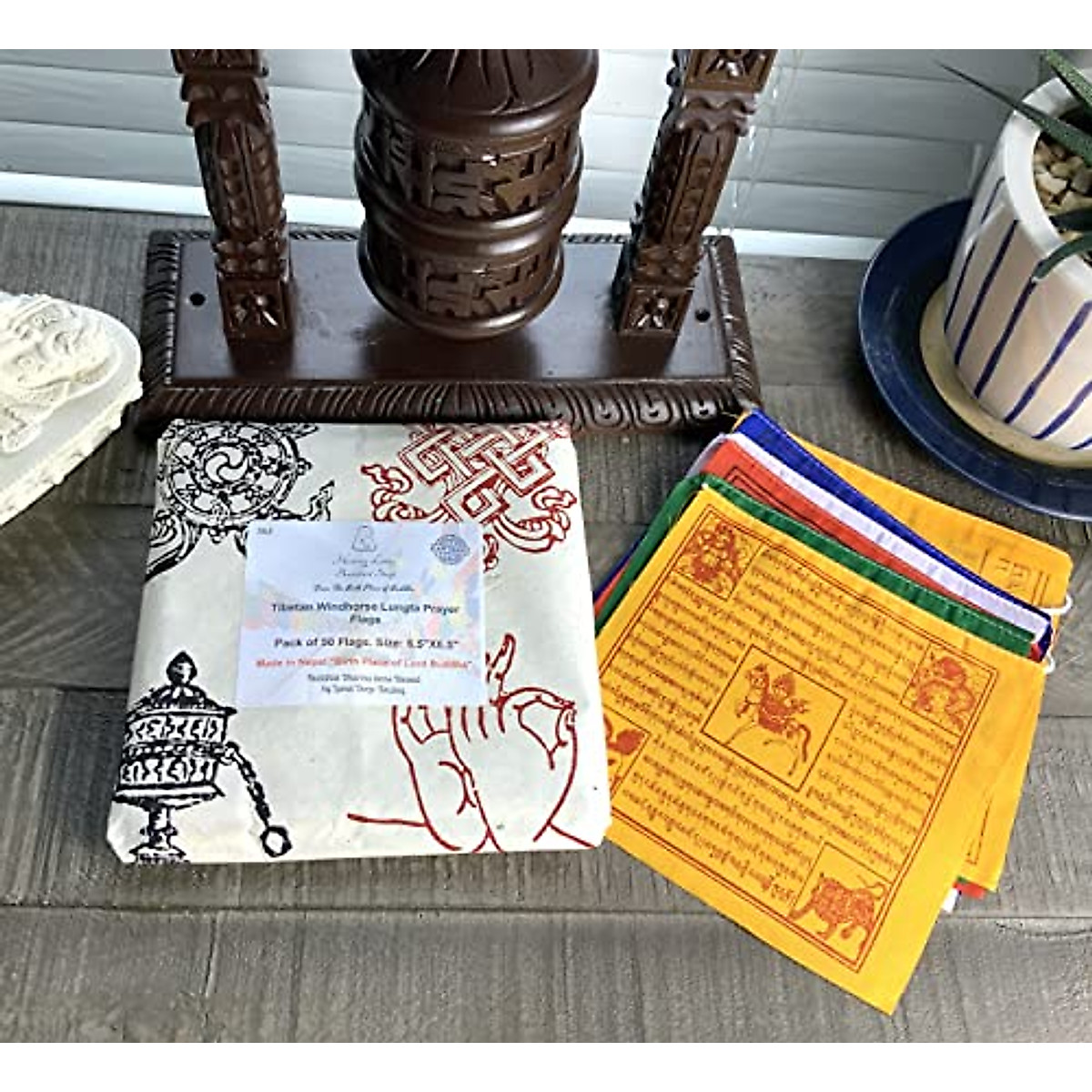 100% Cotton Healing Lama Original Tibetan Wind Horse Prayer Flags. Authentic Buddhist Flags Blessed by a Lama. (Pack of 50 Flags(6.5"X6.5")
