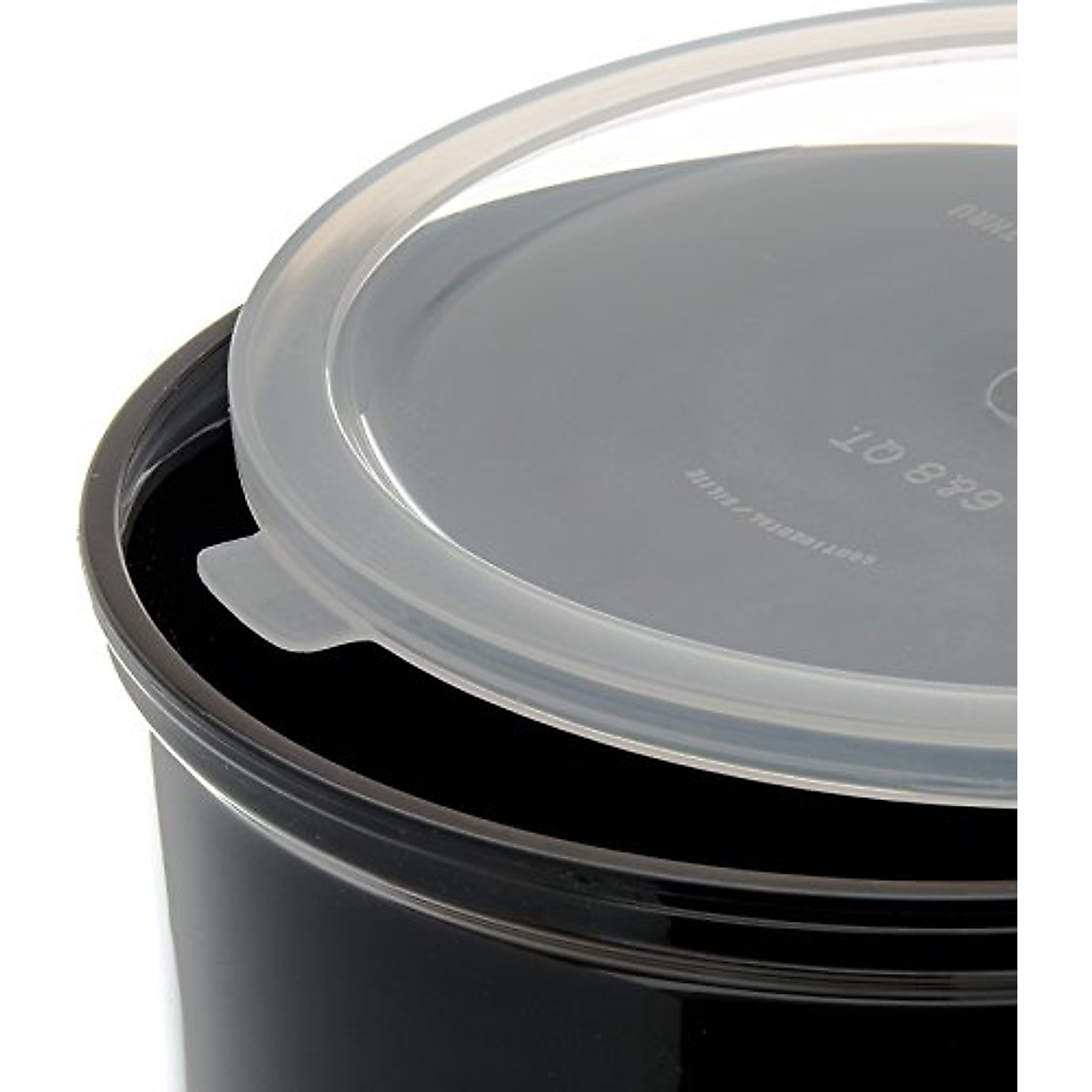Carlisle FoodService Products Round Storage Container with Lid, 4 Quart Crock, Black