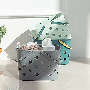 Peohud 4 Pack Portable Shower Caddy Basket, Plastic Storage Basket with Handle, Caddy Organizer Bin for Bathroom, College Dorm, Pantry, Kitchen