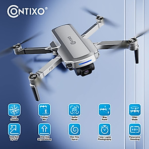 Contixo F28 Foldable GPS Drone - 2K FHD Camera GPS Control and Selfie Mode Follow Me, Way Point, & Orbit Mode Up to 60 Min Flight Time FPV Drone for Mobile With Carrying Case 64GB SD Card