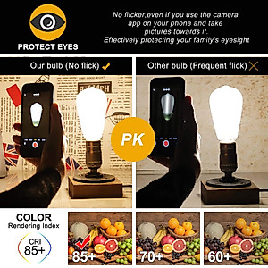 CRLight 8W Dimmable LED Edison Bulb 3000K Soft White, 70W Equivalent 700 Lumens, E26 Medium Base Vintage Style ST64 Frosted Glass Lengthened Filament LED Light Bulbs, Smooth Dimming Version, 6 Pack