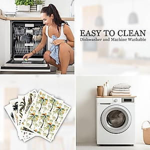 Swedish Dishcloths for Kitchen - Eco-Friendly Reusable Cleaning Cloths Alternative to Paper Towels - 100% Soft Organic Cotton Biodegradable Washable Cellulose Sponge Cloths (Palm Tree Designs, 5pc)