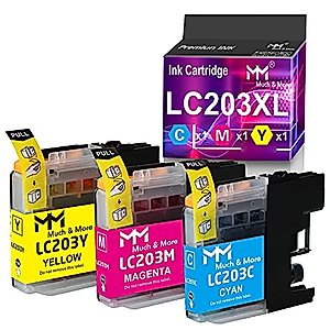 MM MUCH & MORE Compatible Ink Cartridge Replacement for Brother LC203-XL LC203XL LC203 XL to use with MFC-J480DW MFC-J880DW MFC-J4420DW MFC-J680DW MFC-J885DW Printer (Cyan, Magenta, Yellow, 3 Pack)