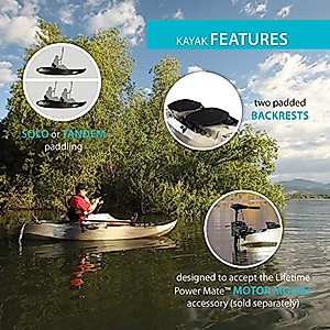 Lifetime Sport Fisher Tandem Kayak with Paddles and Backrest, Camouflage