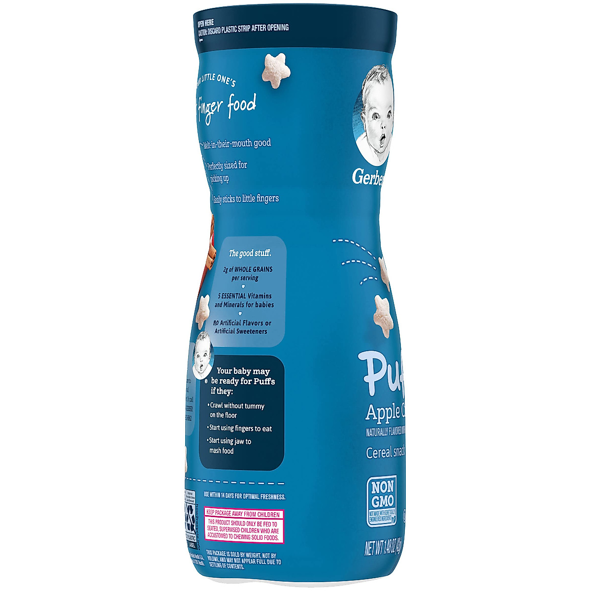Gerber Graduates Puffs Cereal Snack, Apple Cinnamon, 1.48 Ounce