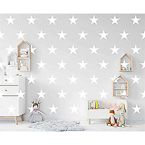 DXLING 48pcs/Set of Large White Stars Vinyl Wall Decor Stickers DIY White Star Wall Decals Art for Kids,Nursery Room Decor Mural Wallpaper D399 (White)