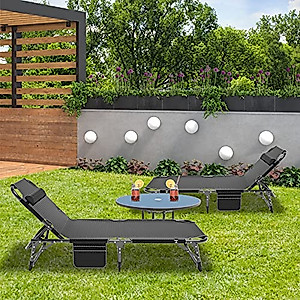 ABORON 2 Pack Chaise Lounges 4-Gear Patio Chairs Adjustable Foldable Portable Beach Poolside Sunbathing Chaises…