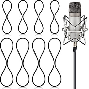 8 Pieces Black Universal Elastic Bands Replacement Microphone Shock Mount Rubber Ring Shock Mount Holder Clamp Clip for Microphone Shock Mount Mic Holder Clip