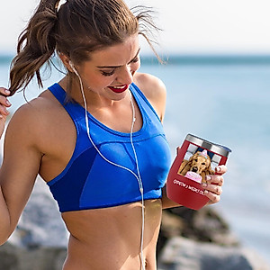 Personalized Custom Wine Tumbler - 12oz Stainless Steel Customized Coffee Mug with Lid & Straw, Double Walled Insulated Cup with Text Picture Name Logo for Hot Cold Drinks Women Men Family (Blue)