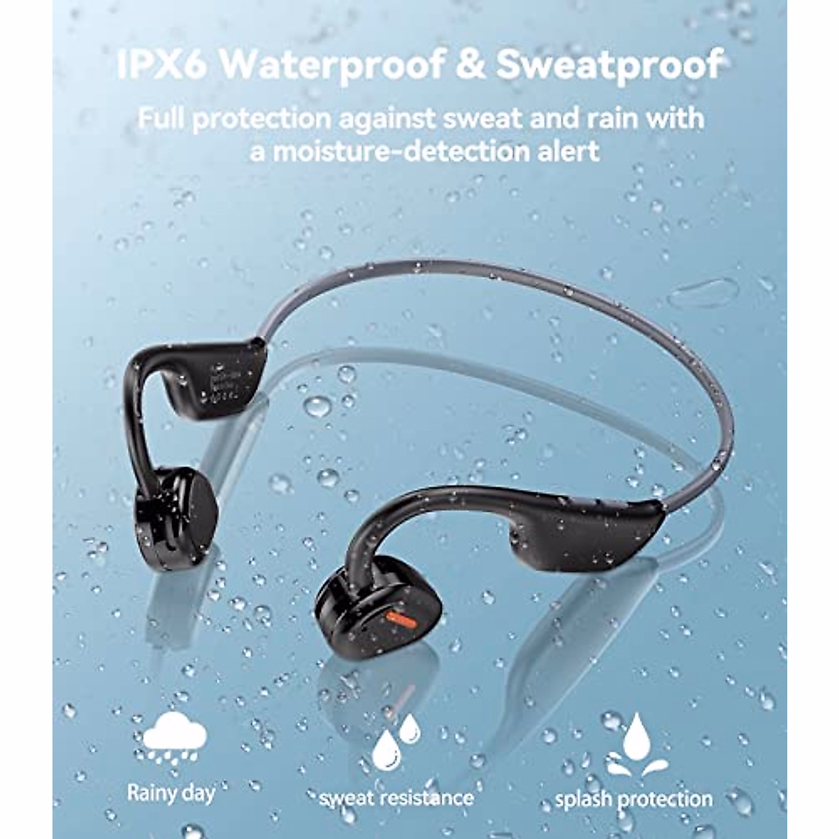 Open Ear Headphones, QODISA Wireless Air Conduction Headphones with Mic, Sport Headphones Bluetooth 5.3 IPX6 Waterproof Music Call-answering Lightweight for Running Workout Hiking Driving Cycling