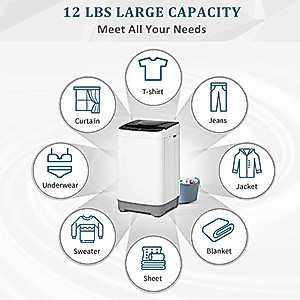 Yileiduo Full-Automatic Washing Machine, Portable Compact Laundry 12 lbs Load Capacity Washer with 10 Washing Programs, Ideal for Dormitory, Apartments, RV, Laundry Room