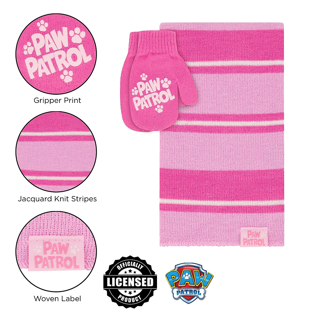 Nickelodeon Girls Toddler Winter Hat, Scarf & Mittens Set 2-4 Or Paw Patrol Marshall Hat, Scarves & Kids Gloves Sets 4-7