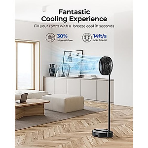 8" Portable Rechargeable Fan, 10000mAh Battery Operated Oscillating Fan, 3 Speeds, Adjustable Height, Foldable Fan, Quiet Small Standing Fan, Powerful USB Desk Fan for Home Office Picnic Camping