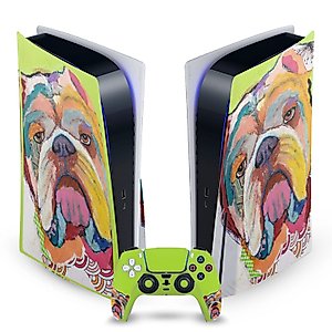 Head Case Designs Officially Licensed Michel Keck Bulldog Art Mix Vinyl Faceplate Sticker Gaming Skin Decal Cover Compatible With Sony PlayStation 5 PS5 Disc Edition Console & DualSense Controller