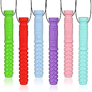 Chewy Necklace Sensory, Seeway Mace Chew Necklace for Sensory Kids, Autism Chew Toys, BPA Free, Food Grade Silicone Safety for ADHD, SPD, Oral Motor Children, Kids, Boys, and Girls【4 Pack】