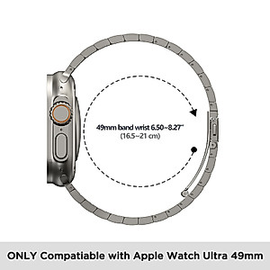 LULULOOK Band for Apple Watch Ultra/Ultra2, Titanium Band for iWatch 49MM [DLC-Scratch Resistant Process]- Titanium Color for Big Wrist