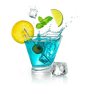 JoyJolt Aqua Vitae Martini Glass Set of 2. Crystal Glassware, Round Drinking Glasses with Off Set Base. Stemless Cocktail Glasses and Dessert Glasses. Unique Christmas Gifts