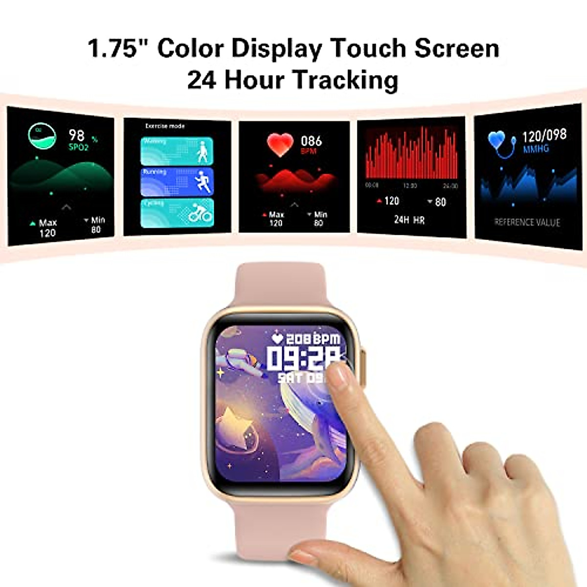 Bebinca Smart Watches for Women (Answer/Make Call) with Heart Rate/Sleep/Blood Oxygen Monitor, Voice Assistant Compatible with Samsung iPhone Android Phones, IP68 Waterproof, Rose Gold