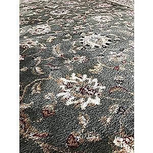 Traditional Oval Doorway Mat Persian 330,000 Point Area Rug Green Burgundy Beige Design 601 (2 Feet X 3 Feet)