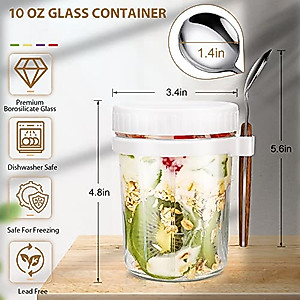 Overnight Oats Jars with Spoon and Lid (15 oz4Pack), Airtight Oatmeal Container with Measurement Marks, Mason Jars with Lid for Cereal On The Go Container (2 white+2 grey)