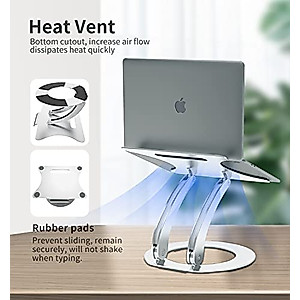 JZBRAIN Adjustable Laptop Stand, Portable Computer Stand for 15.6inch Laptops, Ergonomic Laptop Stand for Desk, Foldable Laptop Holder Compatible with 10-15.6inch Laptops - Silver