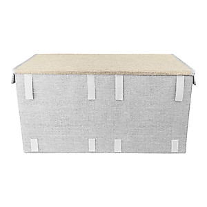Anika 66819 Stackable Storage Box with Magnetic Secured Lid-25x35x50cm-Cream, Canvas, Cream, Large