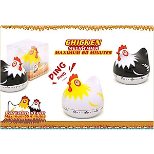 Cute Timers 60 Minutes Loud Alarm Manual Timer Chicken Cartoon Kitchen Cooking Timer Clock for Cooking Baking (Black)