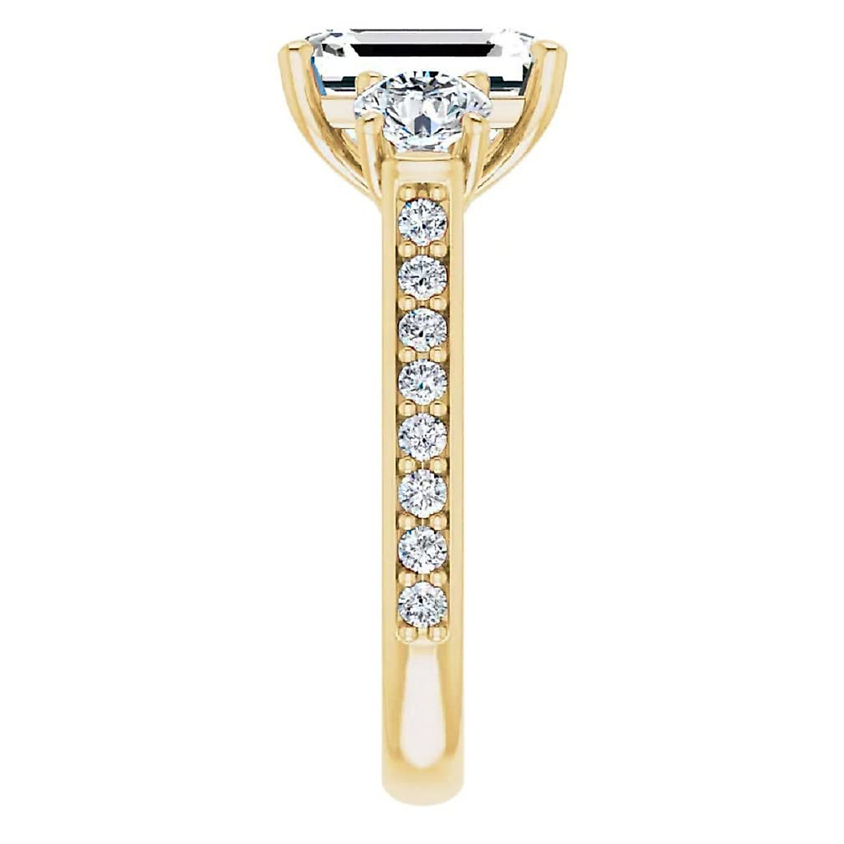 3 CT Emerald Cut Colorless Moissanite Engagement Ring Set Wedding Bridal Ring Set Solitaire Anniversary Rings Promise Gifts (14K Solid Yellow Gold)