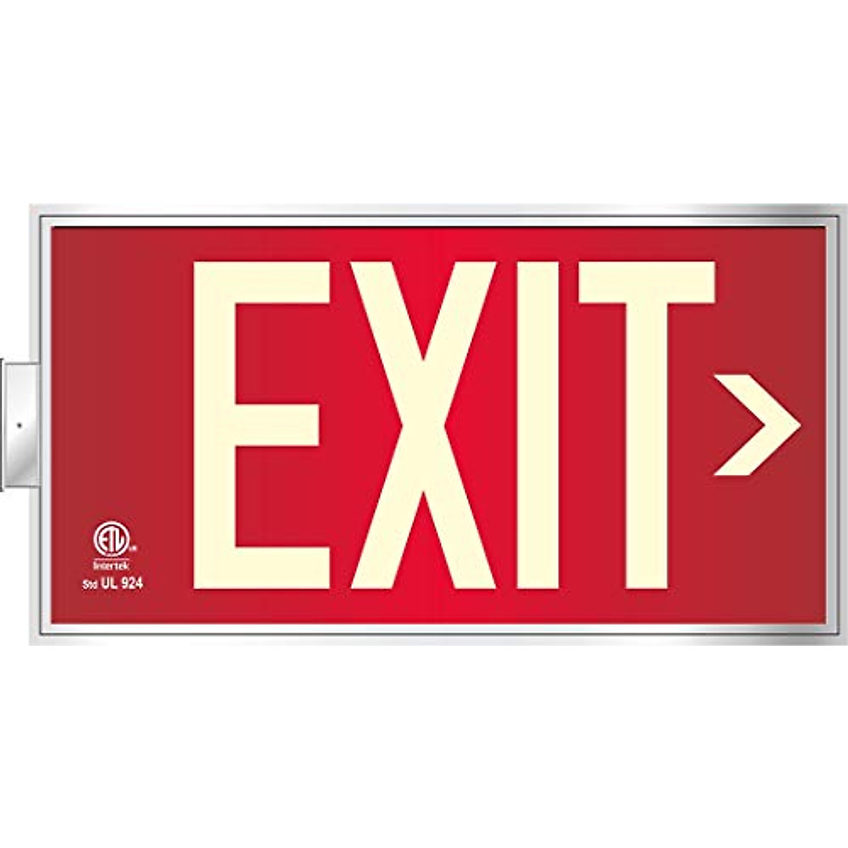 Photoluminescent Exit Sign Red - Framed Flag/Ceiling Mount (Removable Arrows) Code Approved UL 924 / IBC/NFPA/Part Number FRUL-BR-050-R