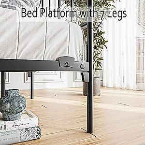 Modern Metal Daybed Frame, Heavy Duty Sofa Bed Platform with 7 Legs/Storage Space for Living Room Guest Room, Mattress Foundation Camas/Noise Free/No Box Spring Needed/Easy Assembly, Black