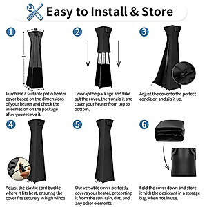 OutdoorLines Waterproof Outdoor Patio Heater Covers with Zipper and Storage Bag, Dust-proof UV-Resistant Windproof Propane Heavy Duty Heater Cover for Standing Heater, 2 Packs-90Hx23Lx23W inch Black