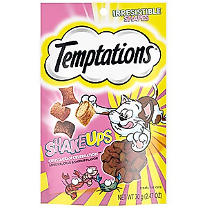 TEMPTATIONS ShakeUps Crunchy and Soft Cat Treats, Crustacean Celebration Flavor, (12) 2.47 oz. Pouches