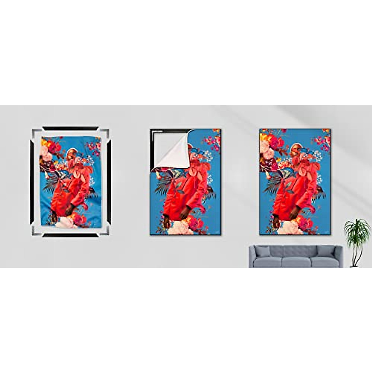 Surreal Flower Head Wall Art by Frank Moth - BIG Wall Décor - 40''x60'', Black